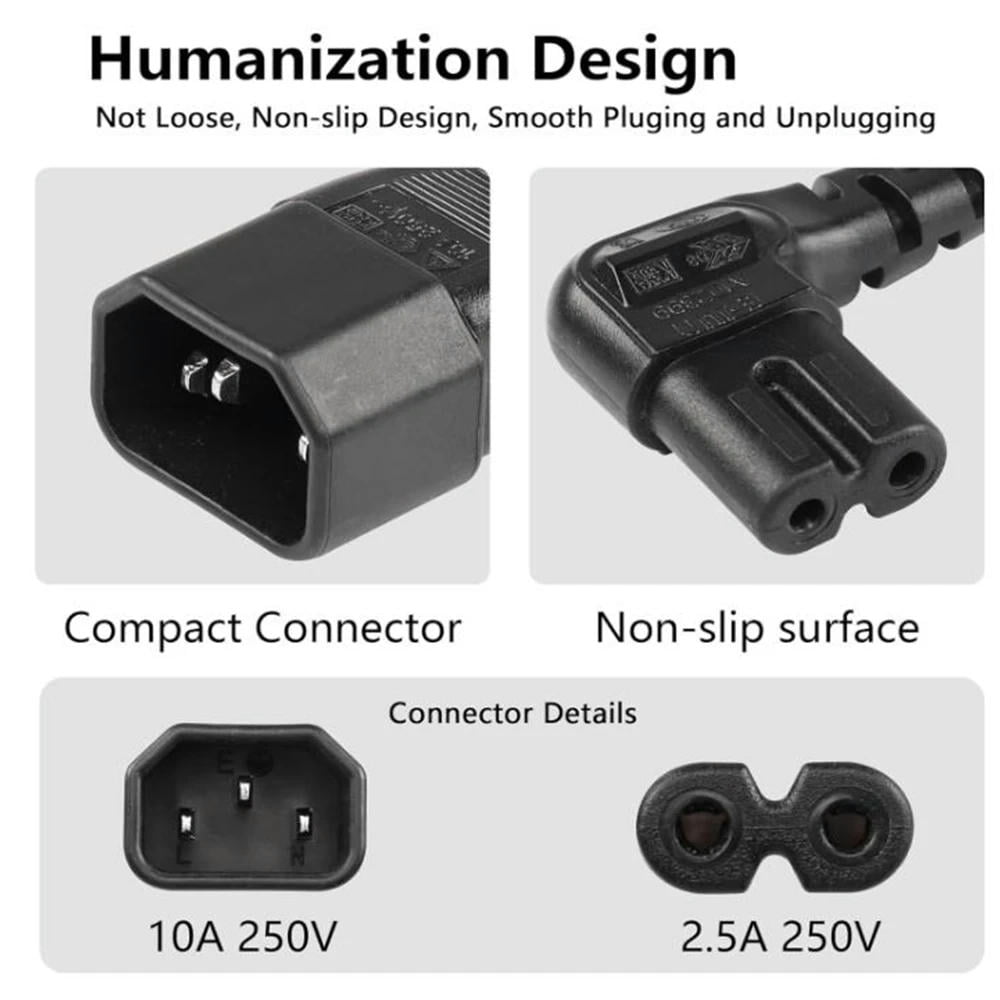 FOR IEC 320 C14 to C7 Cable IEC 320 C14 Male to C7 Angle Female Power ...
