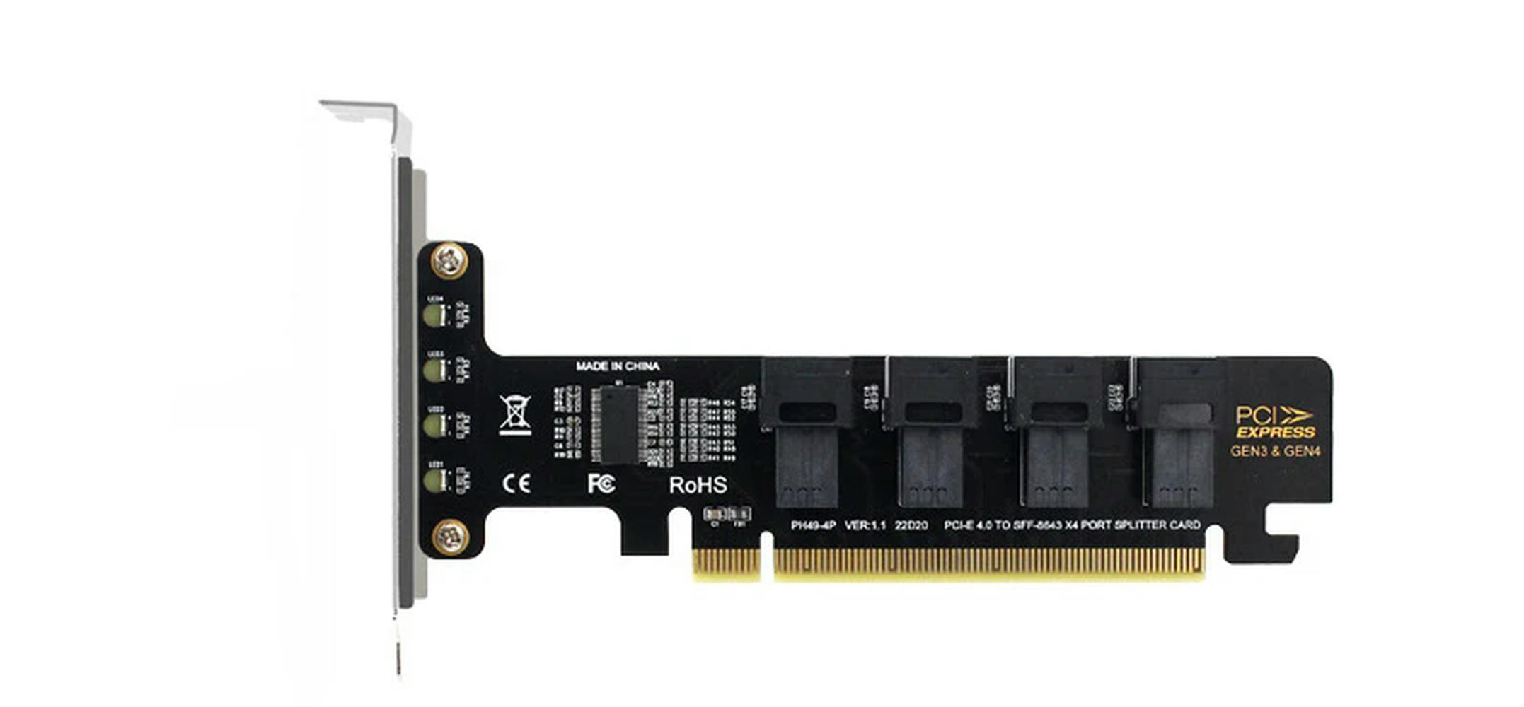 FOR Improved Storage with PCI-E U2 Expansion Card ,PCIe X16 to 4 NVME U ...