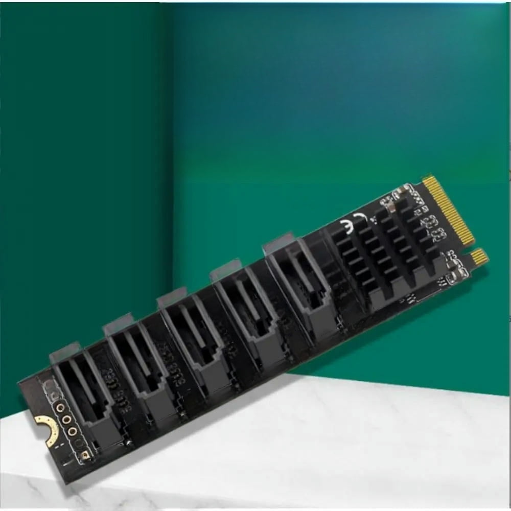 FOR JMB585 Chip Expansion Card for M.2 MKey PCIe NVMe SSD to 5 Ports ...