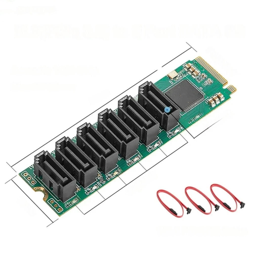 FOR M.2 (PCIe 3.0) to 6 Ports SATA III 6G SSD Adapter with 3 SATAIII ...