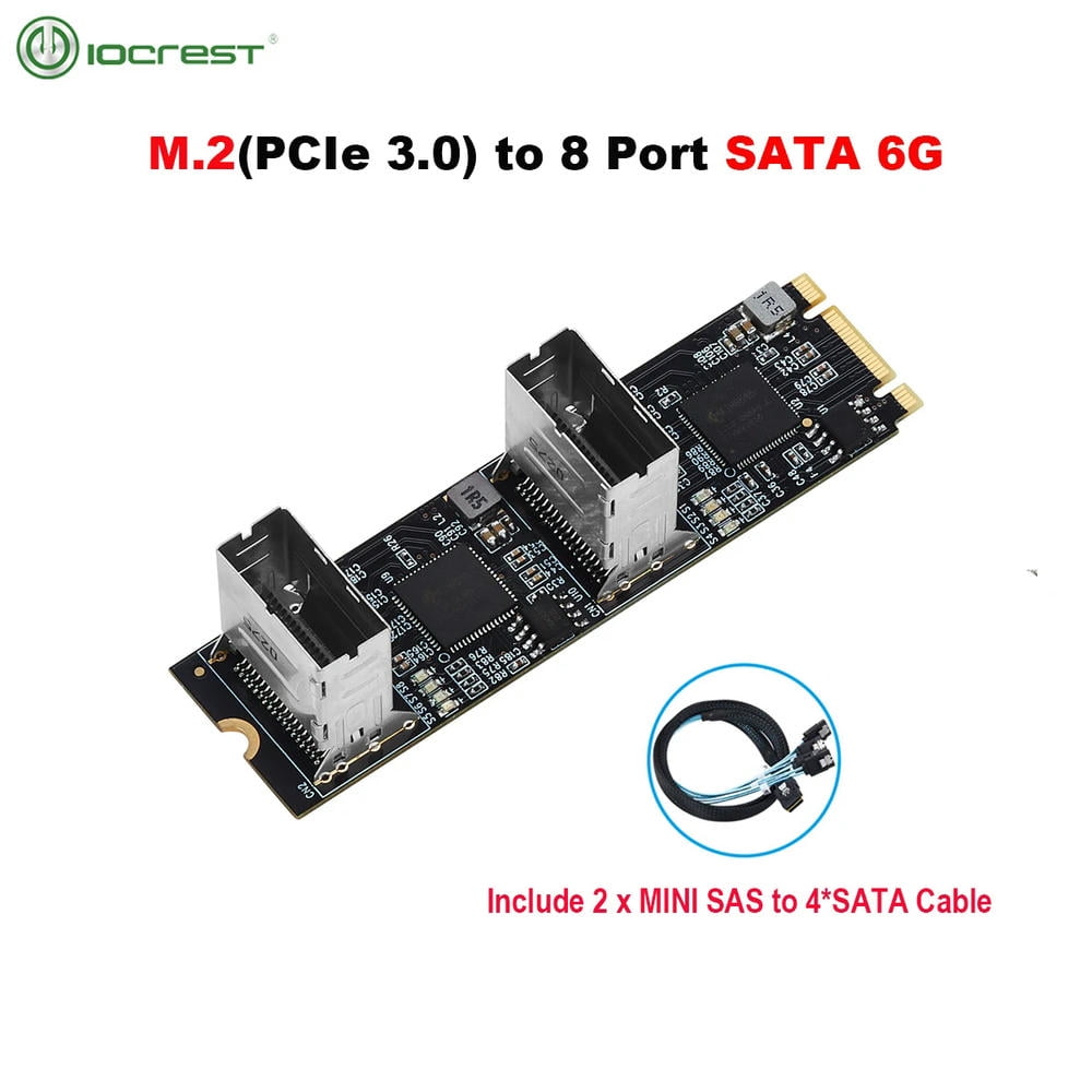 FOR M.2 PCIe3.0 to 8 Ports SATA 6G Multiplier Controller Card B/M key ...