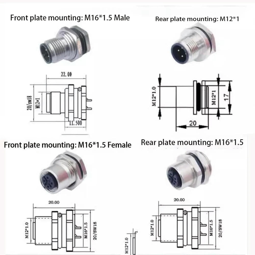 FOR M12 Waterproof Sensor Connector Male Female Socket 4 5PIN 8 12pin ...