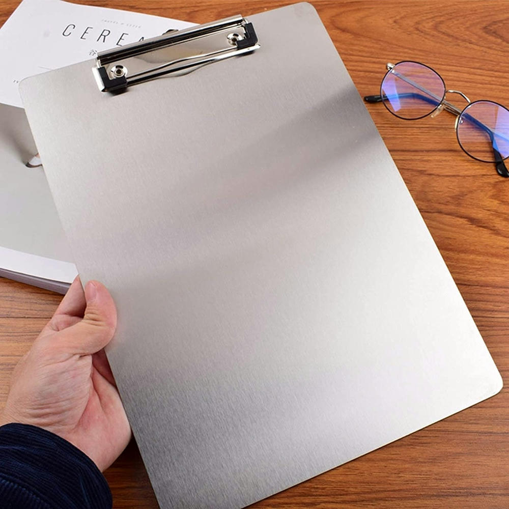 FOR Metal Clipboard Folder A4 Stainless Steel Clip Board Bill Storage ...