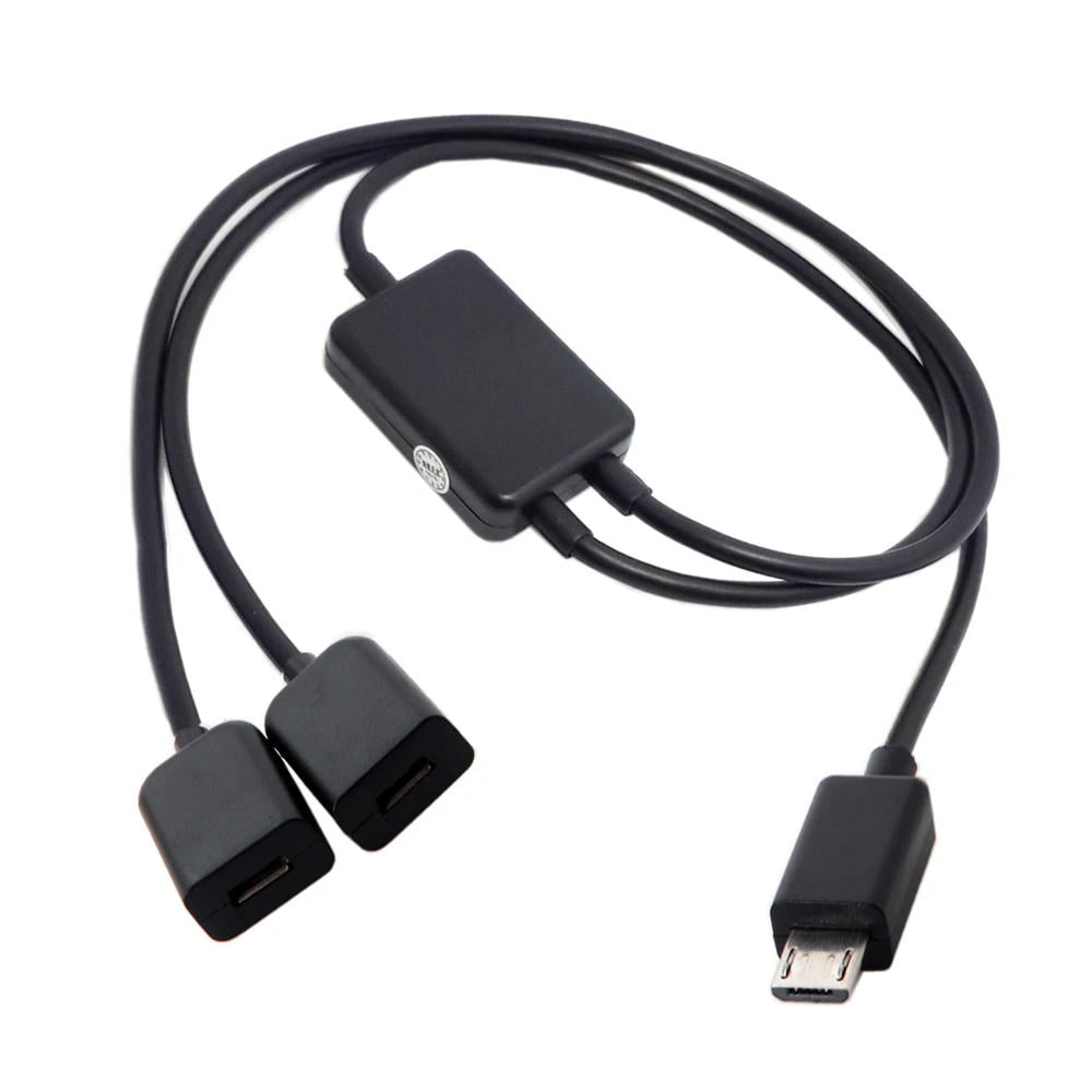 FOR Micro USB Female Hub Dual Ports to Micro USB Male Cable For Lap top ...