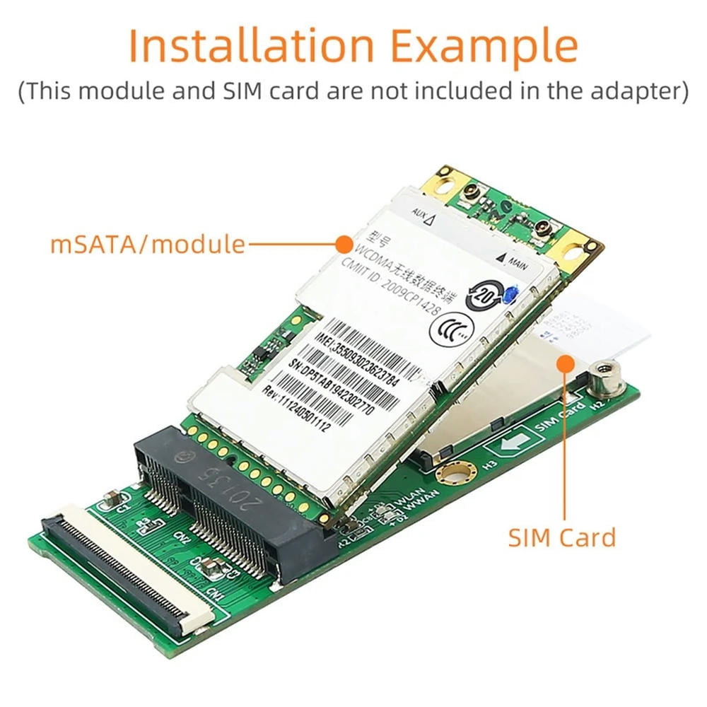 FOR Mini PCI-E MSATA ible Ext Cable With SIM Card Slot For Full-Size ...