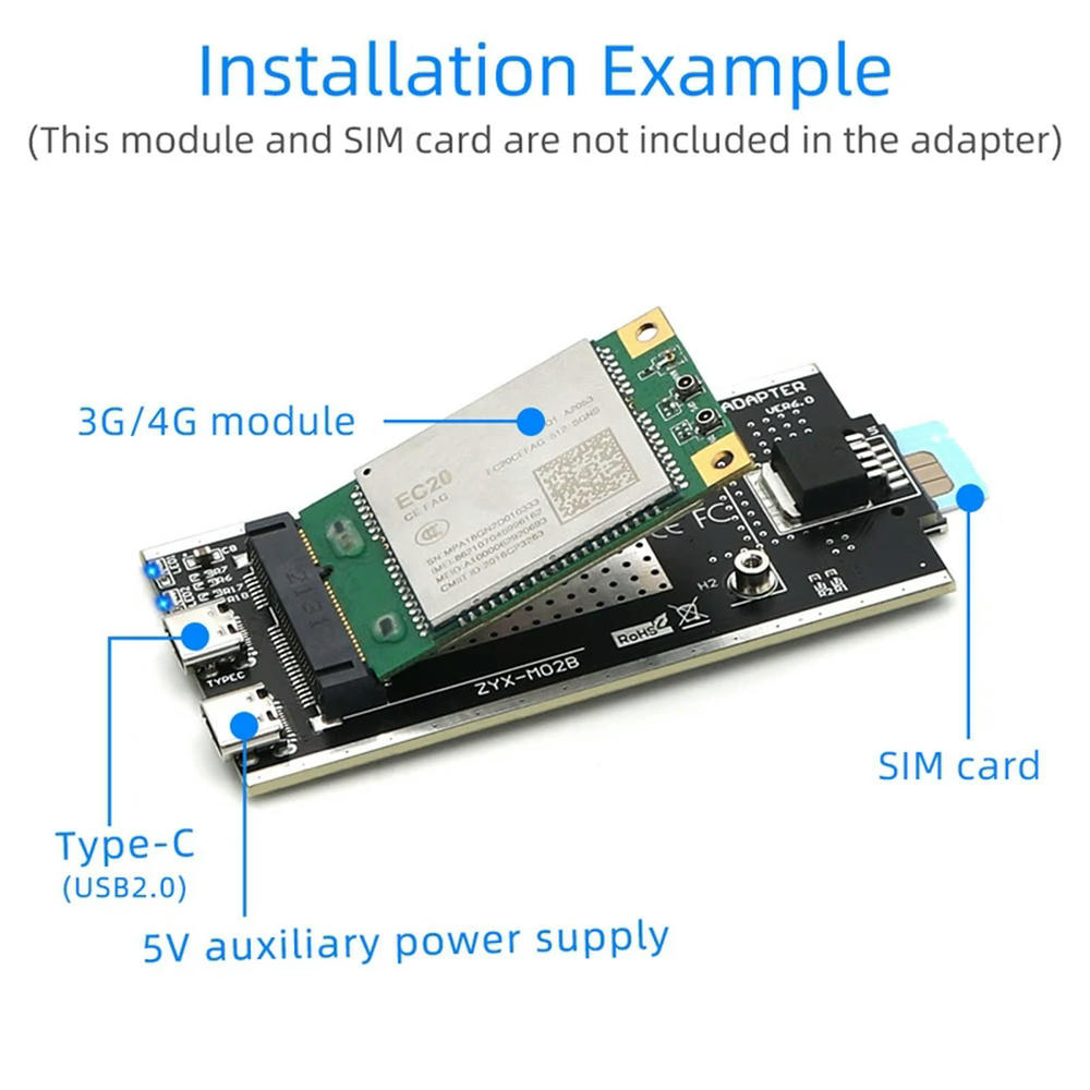 FOR Mini PCI-E To USB 2.0(TYPE C) Adapter With SIM Card Slot And ...