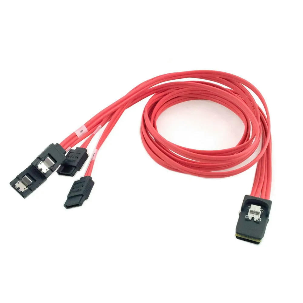 FOR Mini SAS 4i 36Pin SFF-8087 Host to 4 SATA 7Pin Hard Disk Target Fanout Cable with Latch Red ...