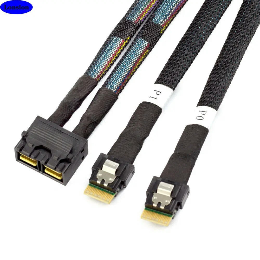 FOR Mini SAS SFF-8643 8I to 2 Ports SAS SFF-8654 4I Adapter cable ...