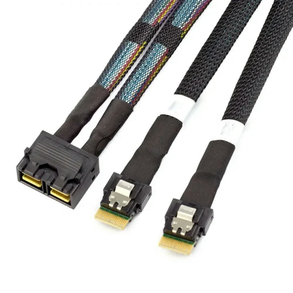 FOR Mini SAS SFF-8643 8I to 2 Ports slim SAS SFF-8654 4I Adapter cable ...