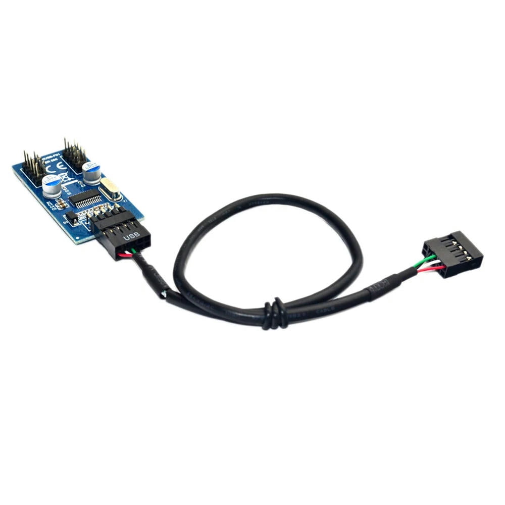 FOR Motherboard 9Pin USB Header To 2 Male Adapter Card USB2.0 9Pin To ...