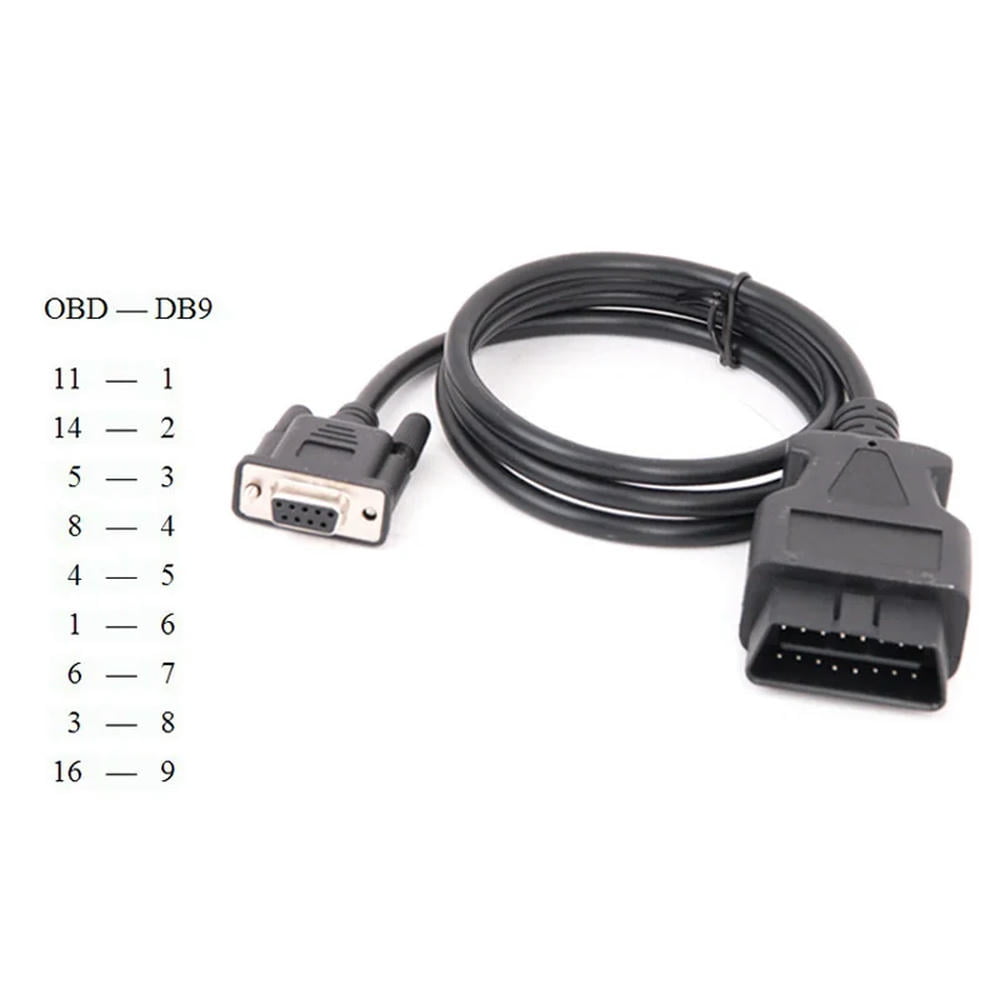 FOR OBD 2 Cable 16 Pin To DB9 Female Serial Port RS232 Adapter Connector Car Cable 1.13 Meter ...