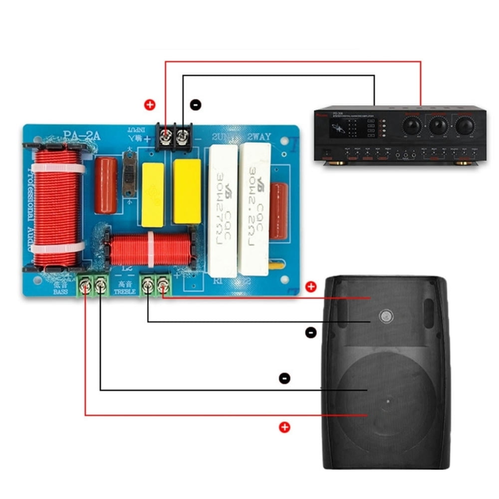 FOR PA-2A 450W 2 Way Speaker Frequency Divider Tweeter Bass Crossover ...