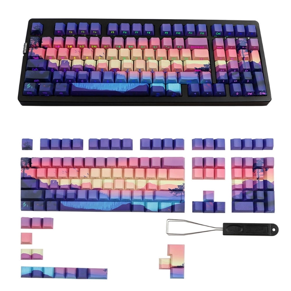 FOR PBT Keycaps 124 Keys Purple Keycap Set Backlit For Keyboard ...