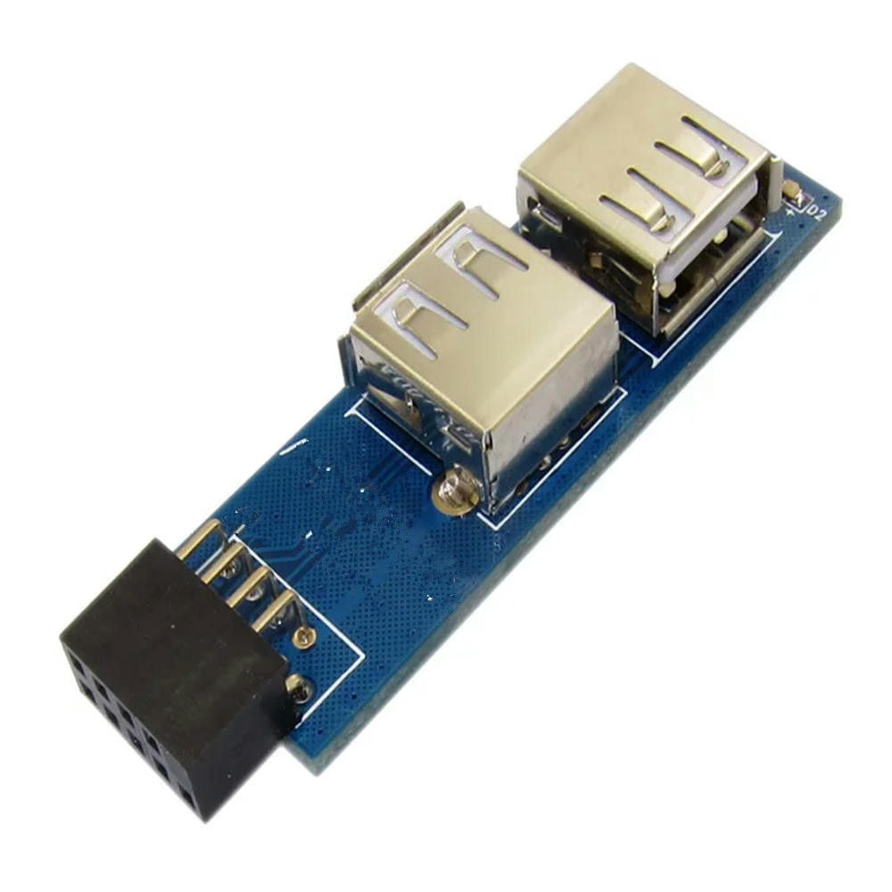 FOR PC Host Case Internal Motherboard USB 2.0 Hub 9Pin to 2 Port USB A Female Splitter Converter ...