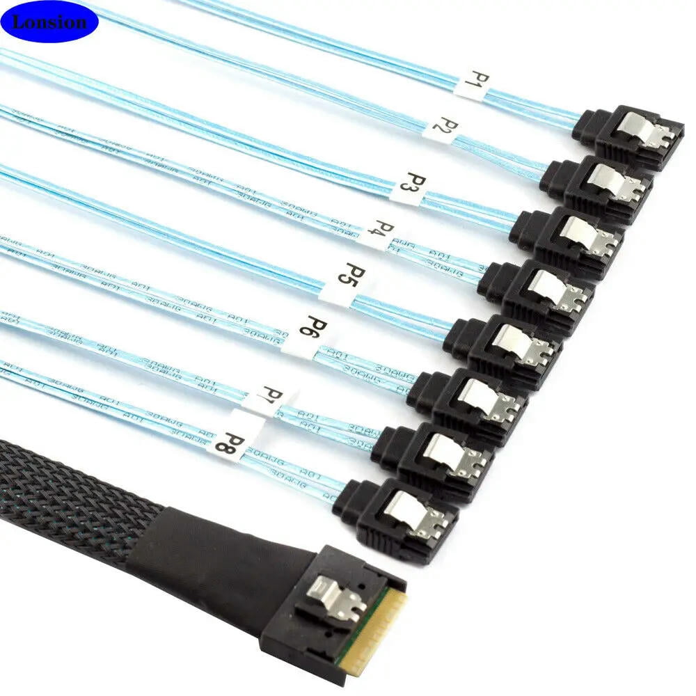 FOR PCI-E SAS SFF-8654 8I To 8 Ports SATA hard drive conversion cable ...