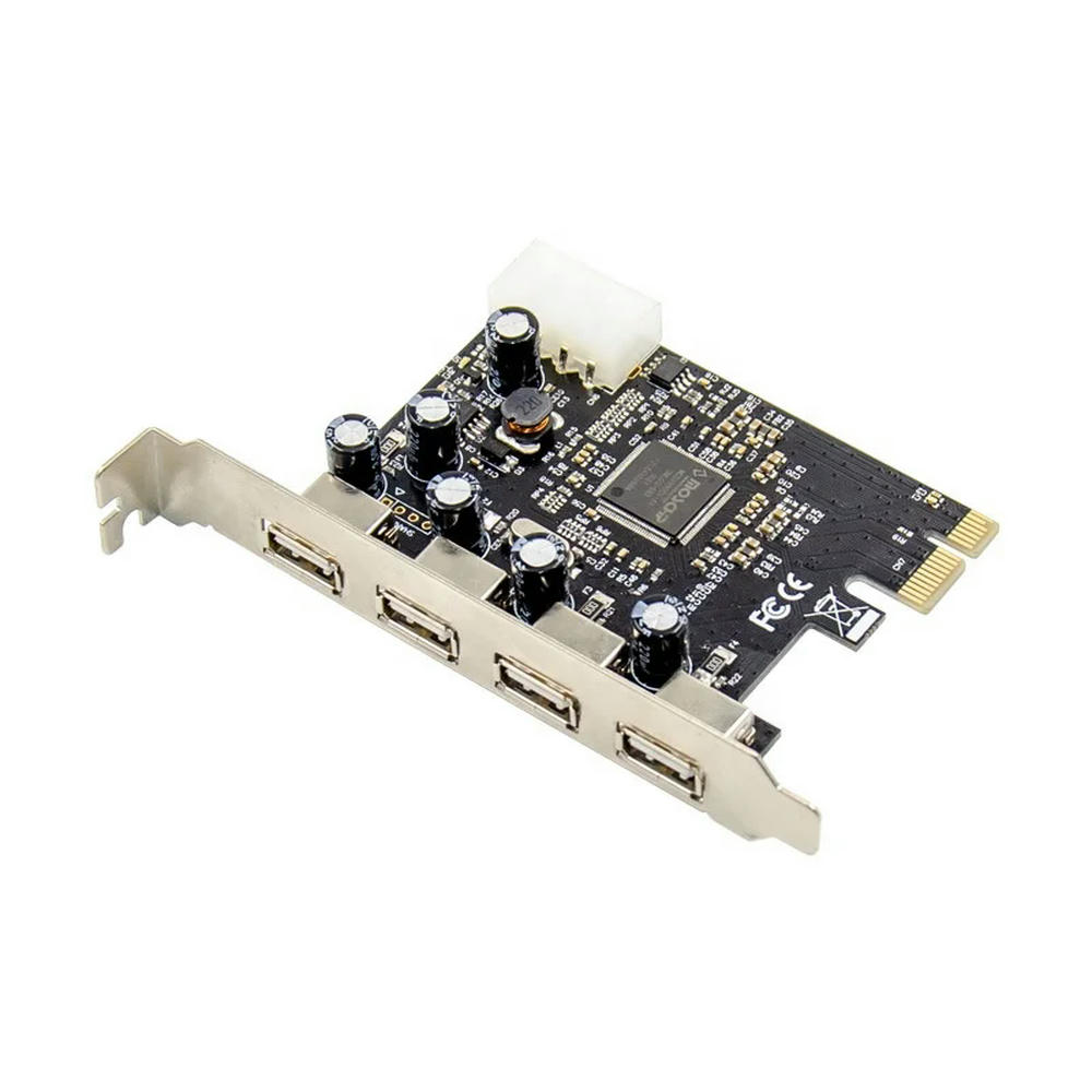 FOR PCI-E To 4 Port USB 2.0 Converter Card 4 Port USB 2.0 PCI Express Card PCIe USB 2.0 Host ...