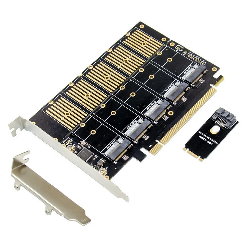 FOR PCI-E X16 M.2 B Key SSD Adapter card PCIE to 5 Port B key NGFF M.2 ...