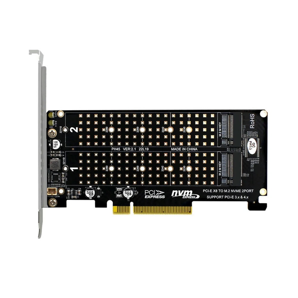 FOR PCI-E X8 Double Disk RAID Card NVME M.2 M KEY SSD Expansion Adapter ...