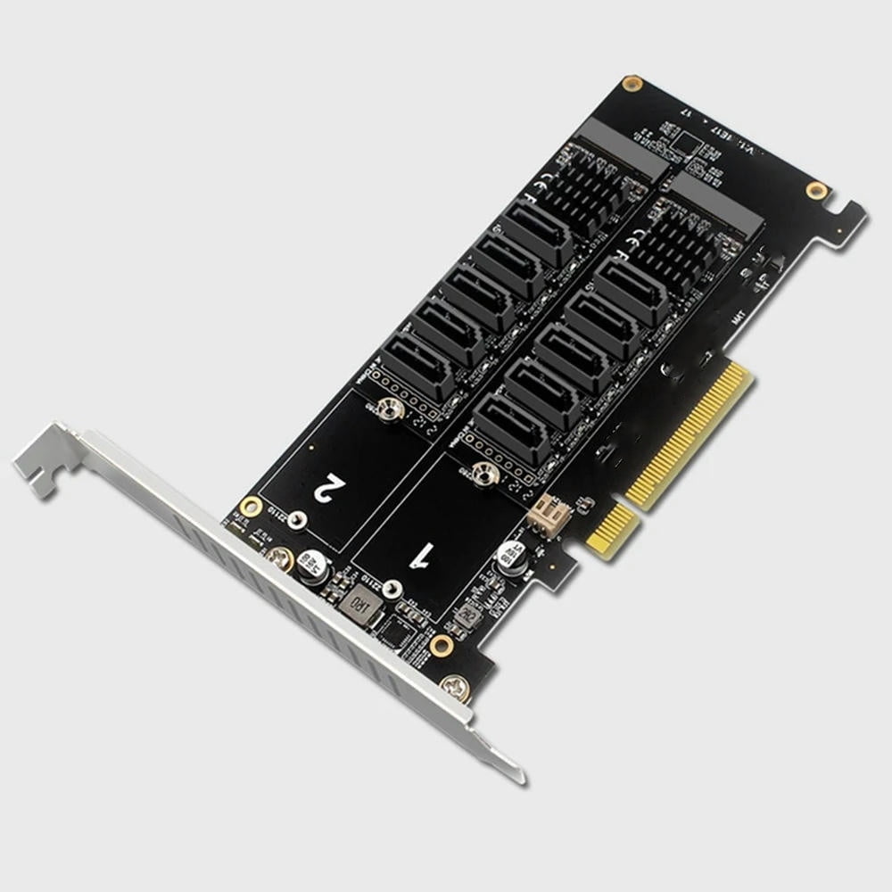 FOR PCI-E sata Expansion Card Dual NVME PCI-E X8 Split Card to SATA 10 ...