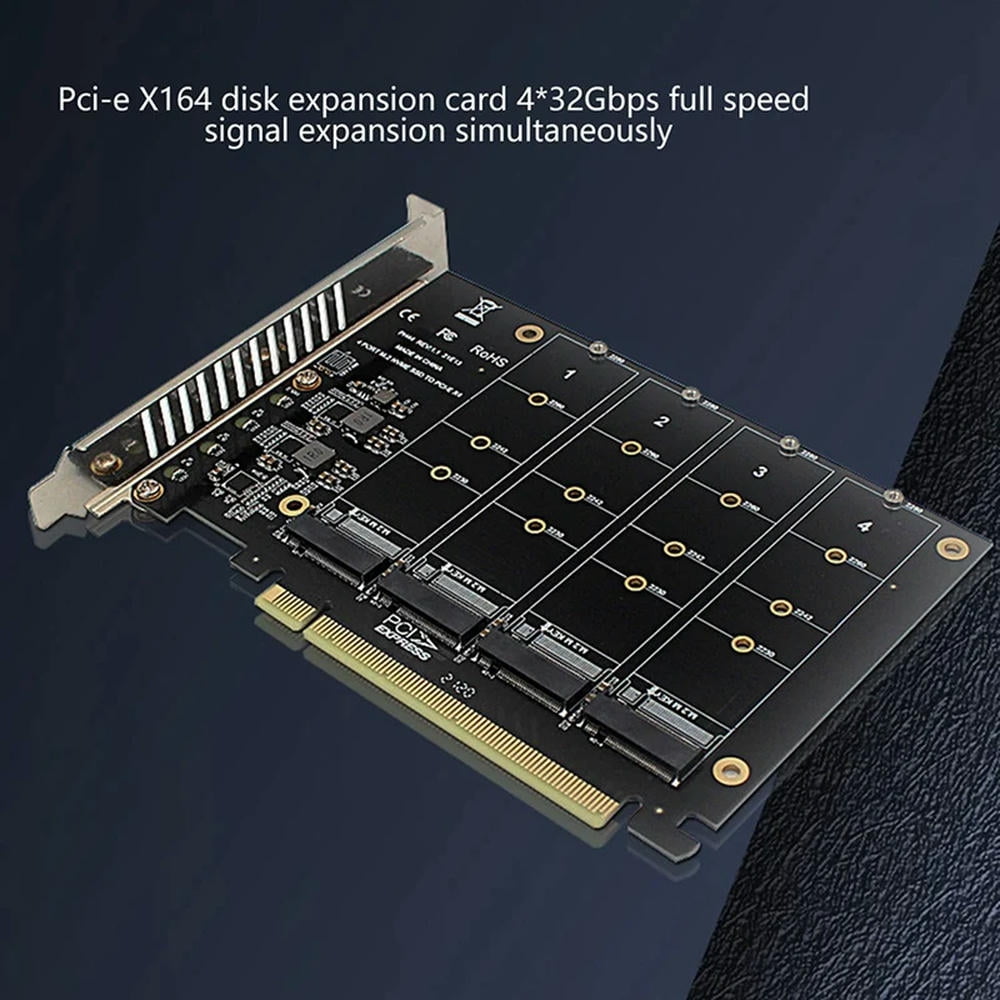 FOR PCIE 4-Port M.2 NVEM SSD Expansion Card Computer Motherboard Solid ...