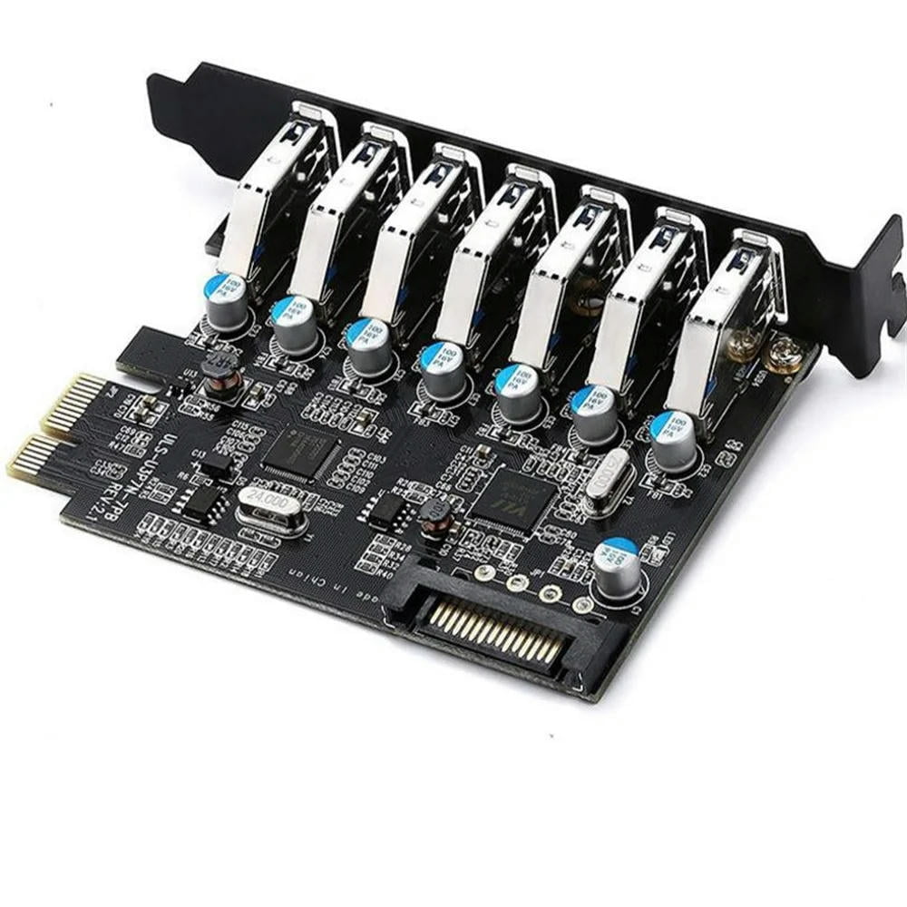 FOR PCIE 7 Ports USB3.0 Hub Express Card Expansion Card by PCI Adapter ...