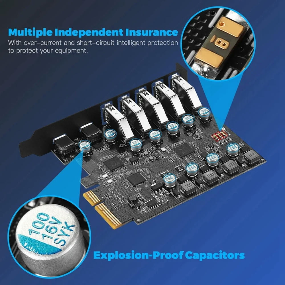 FOR PCIE Adapter Card 7 Ports Gen 2 Adapter With 20 Gbps Bandwidth ...