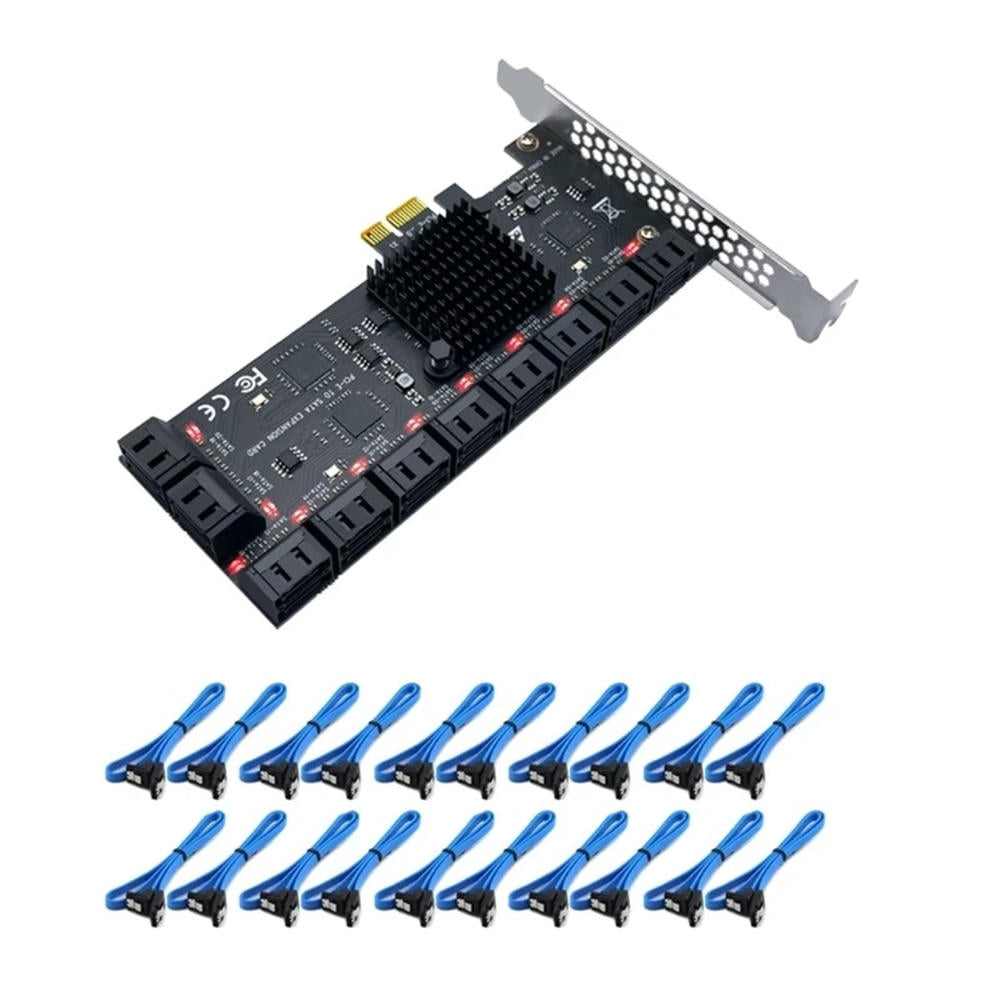 FOR PCIE SATA Card 20 Ports, With 20 SATA Cables 6 Gbps 1X SATA 3.0 ...