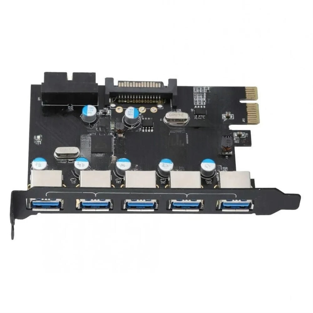 FOR PCIE To 7 ports USB3.0 hub PCI-E Expansion PCI Express Card Adapter SATA supply 4pin ...