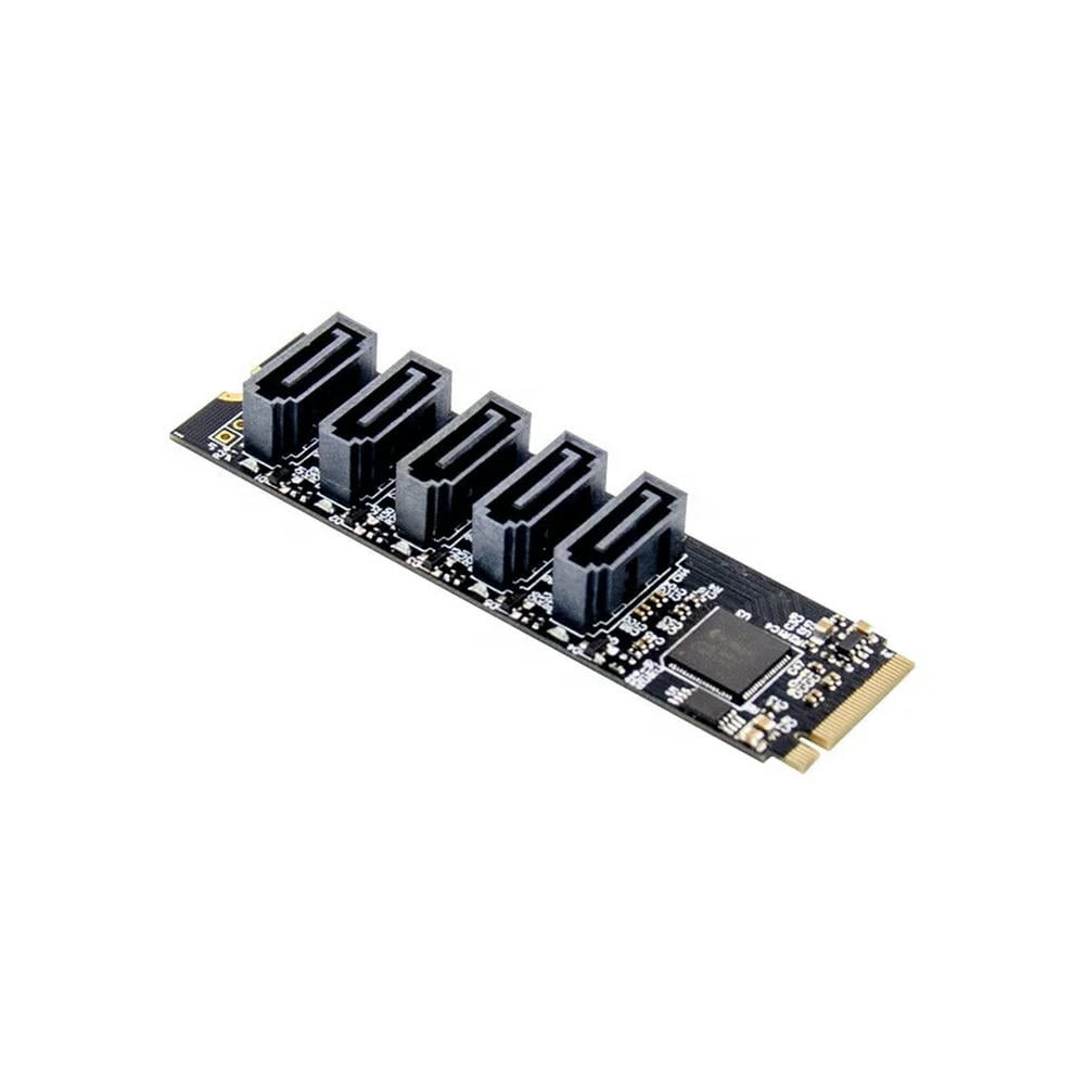 FOR PCIe X2 M.2 Key M to 5-Port SATA 3.0 adapter Card NGFF NVME M.2 m ...
