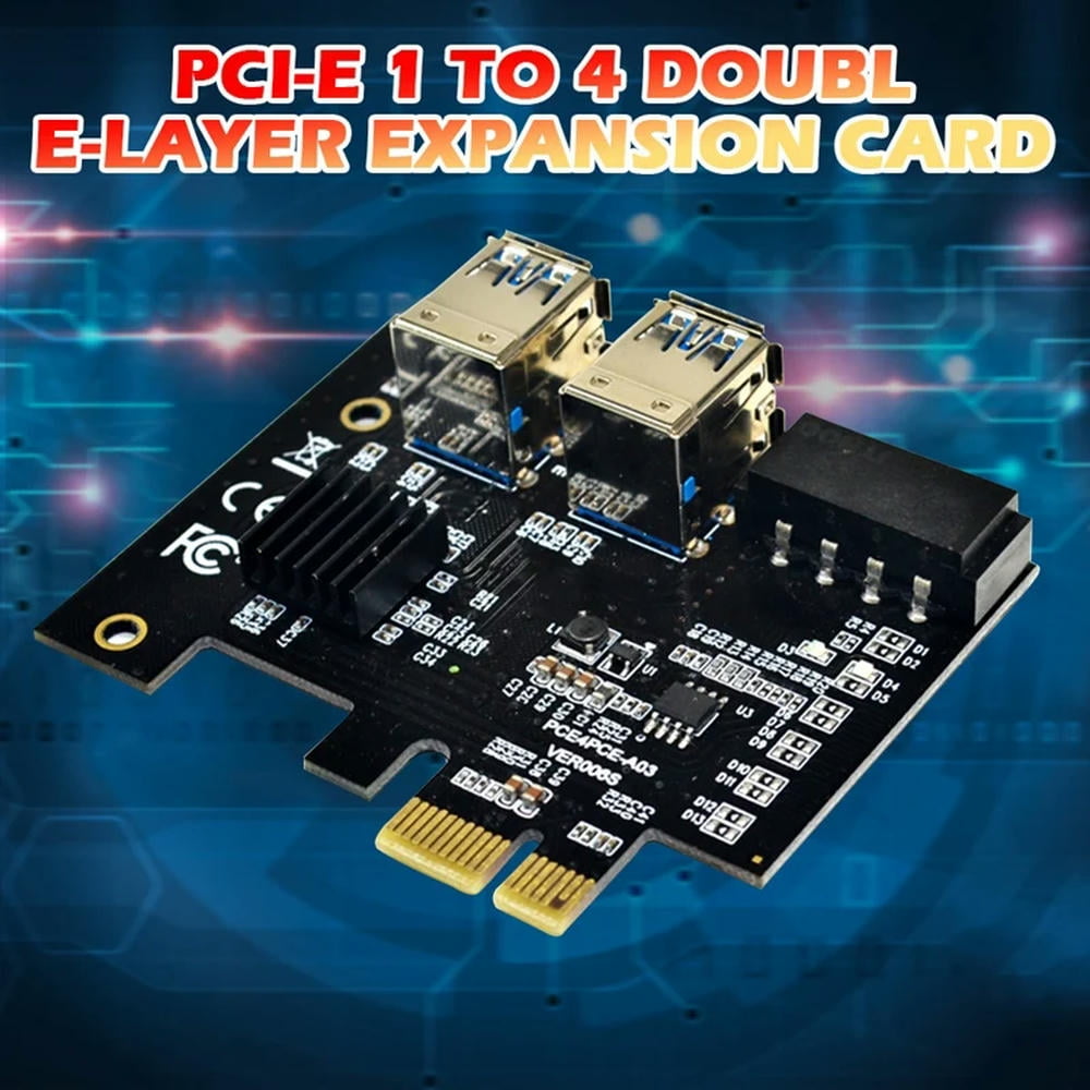 FOR Pcie Riser Card PCI-E 1X To 16X 1 To 4 USB 3.0 Riser For BTC Mining ...