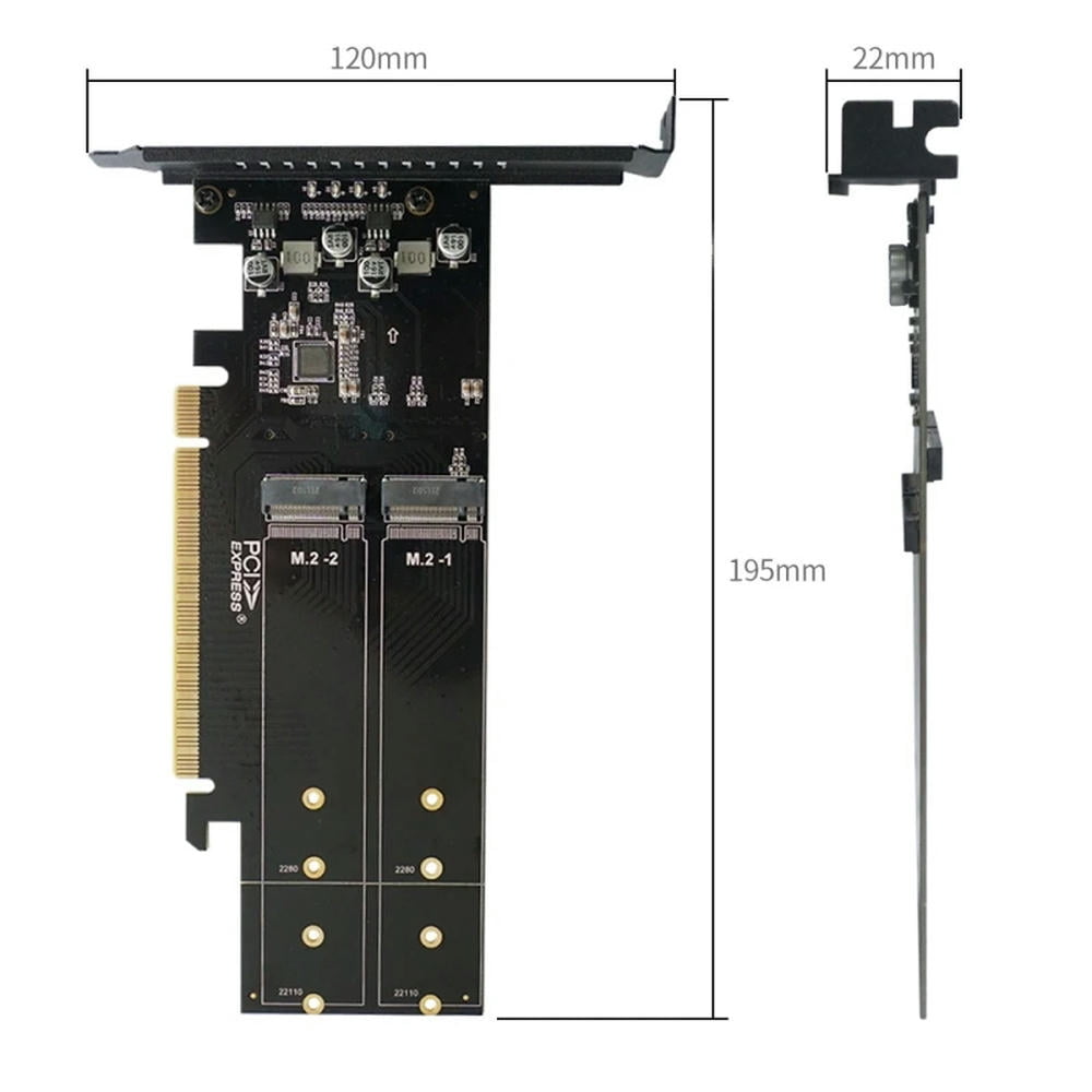 FOR Pcie To M2 Adapter Card Pcie X16 4 Port M2 NVME M Key SSD Converter ...