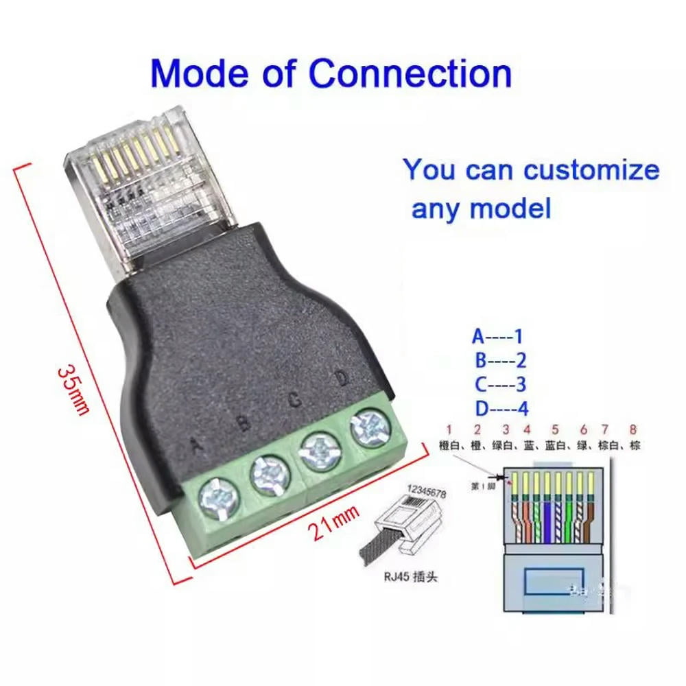 FOR RJ45 To 4P Terminal RS485 Terminal Network adapter RJ45 wiring 4PIN ...