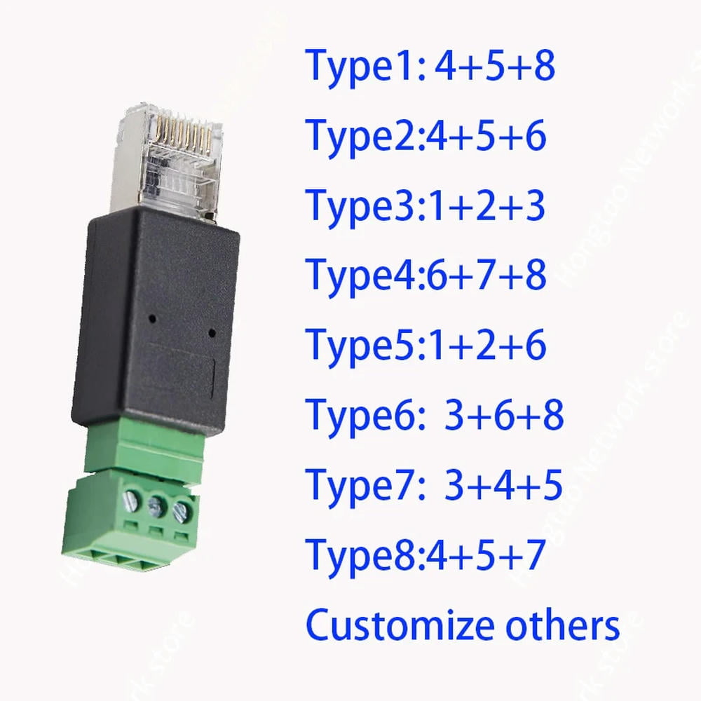 FOR RJ45 To RS485 Terminal 8P8C Green terminal Simple RJ45 to 3PIN ...