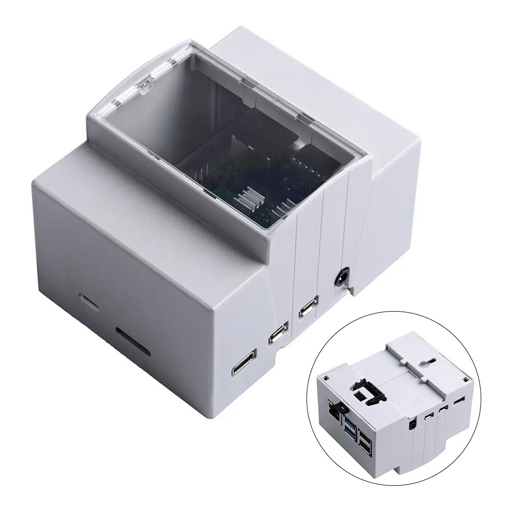 for Raspberry ABS Case DIN Rail Mount Protection Enclosure for RPI 4B ...
