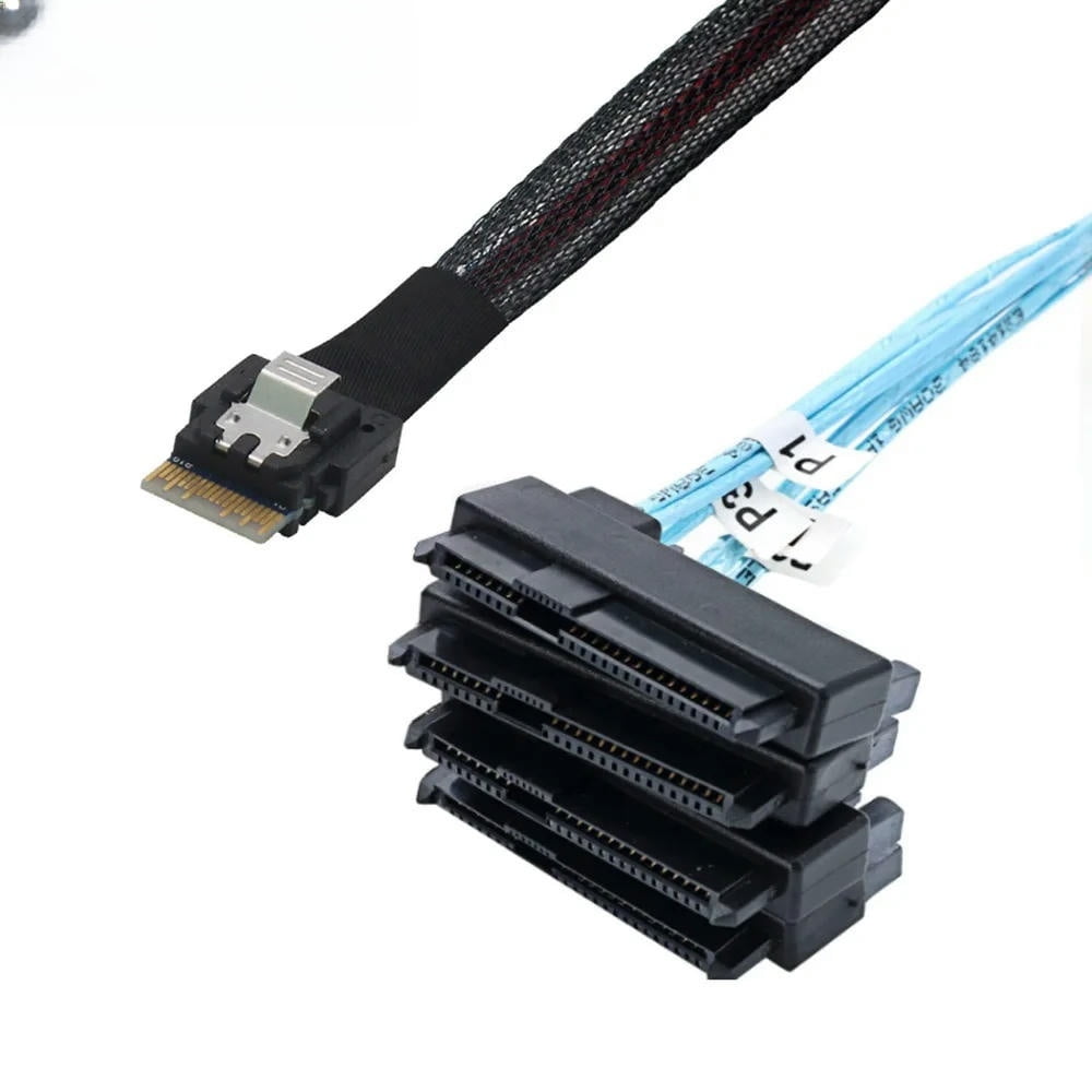 FOR Reliable performance PCIE Slimline SAS 4.0 38pin SFF-8654 4i to SFF-8482 server cable high ...
