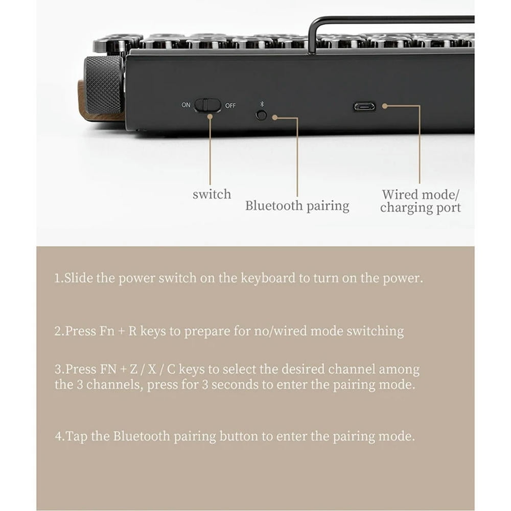 FOR Retro Typewriter Keyboard Mechanical Keyboards 83 Keys Computer ...