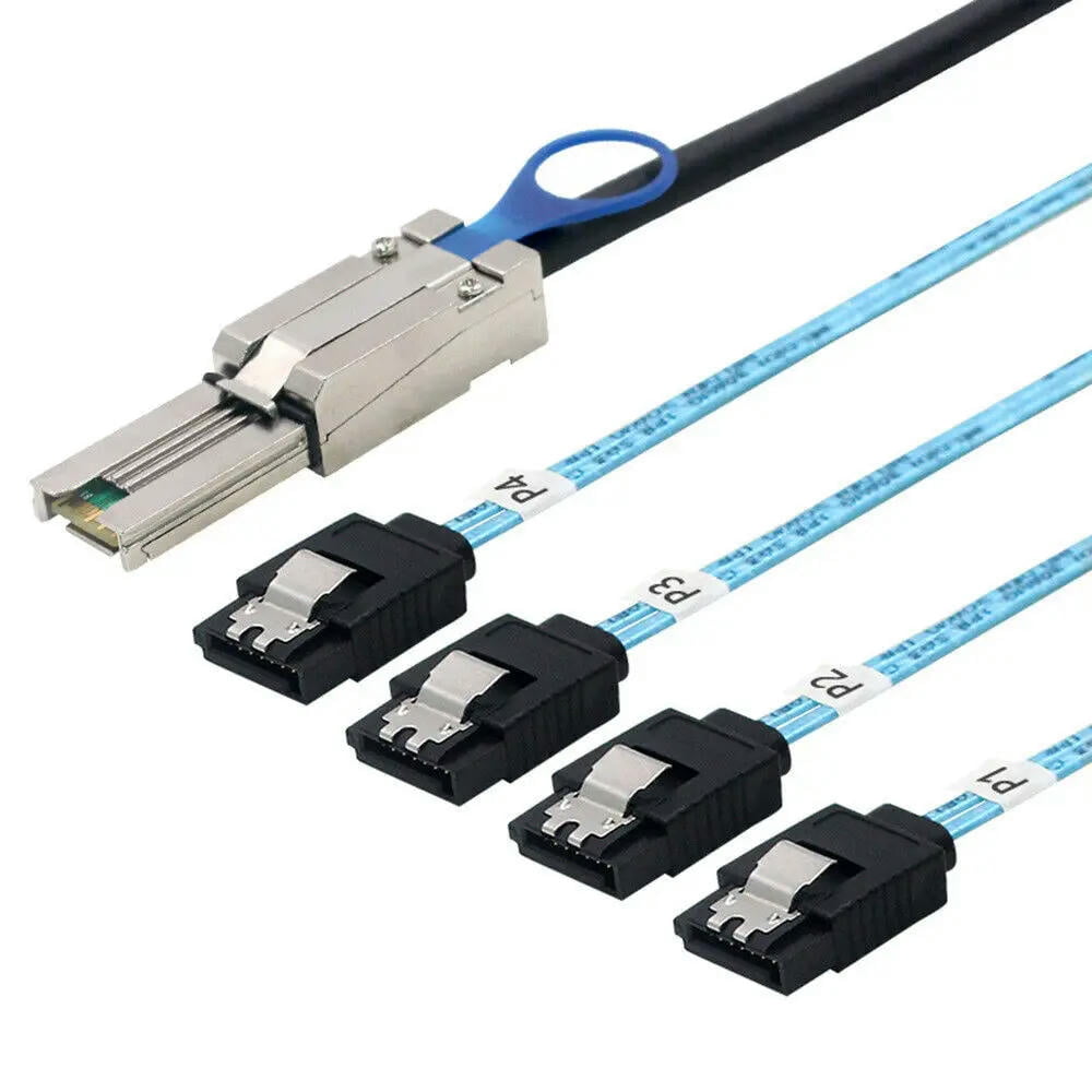 FOR SAS to SATA Cable Mini SAS SFF-8088 TO 4 SATA 7Pin Hard Disk Data ...
