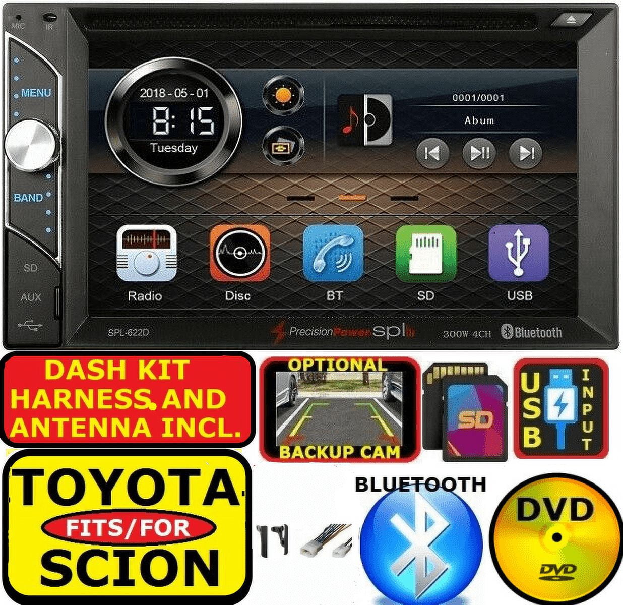 FOR TOYOTA SCION BLUETOOTH CD/DVD USB AUX SD MP3 MP4 CAR RADIO STEREO ...