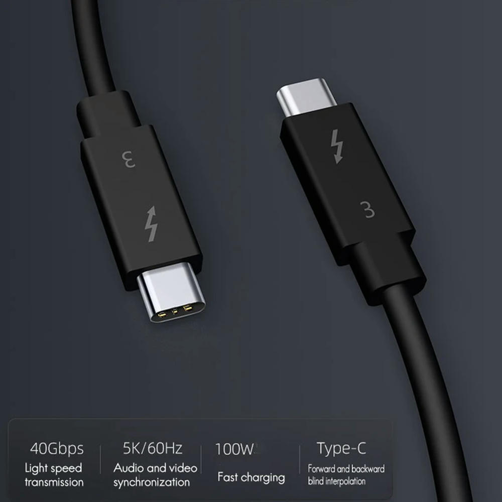 For Typec Cable For 3 Data Cable 40gbps Full Speed 100w Fast Charge 5k Transmission 50cm