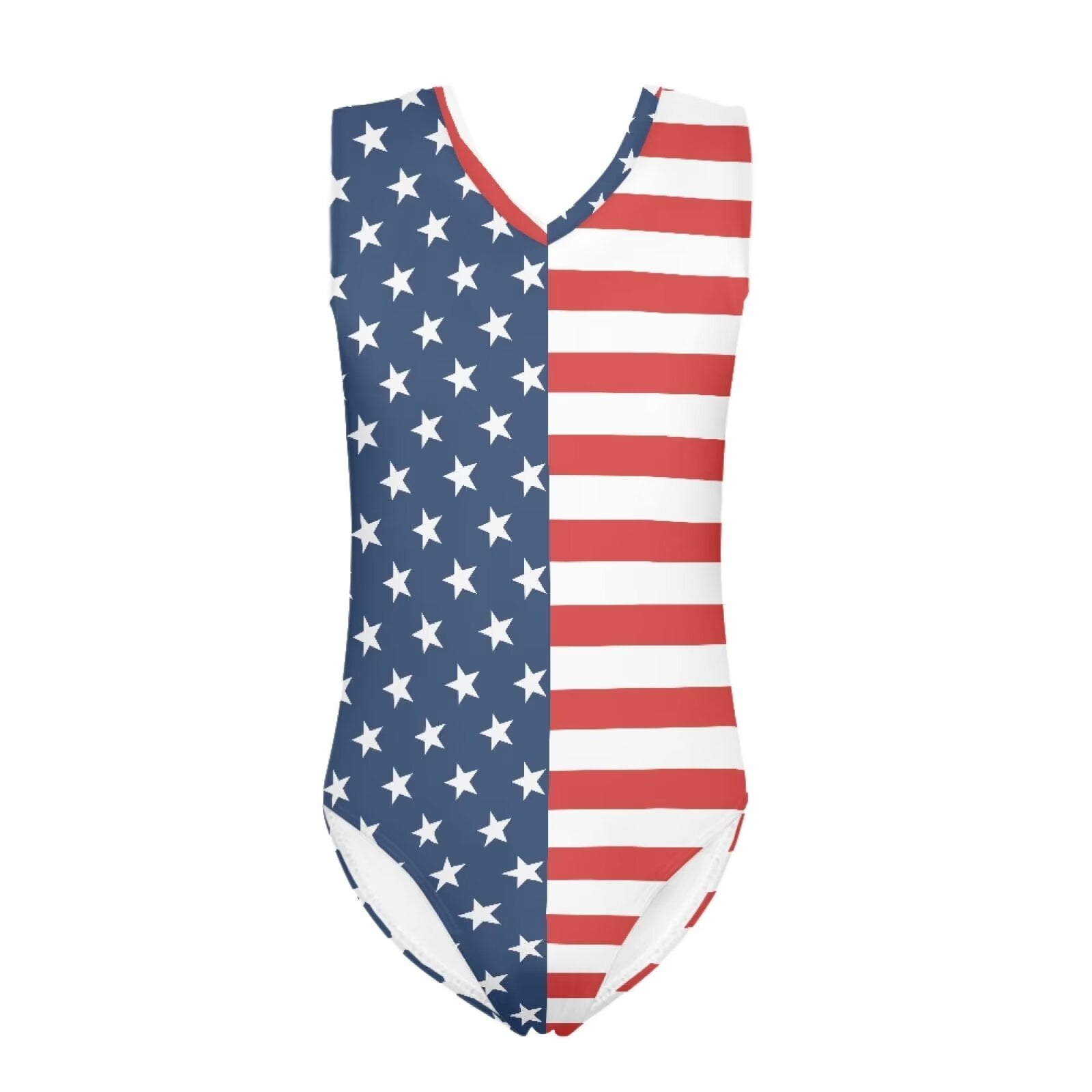 FOR U DESIGNS 5-6T Girls One Piece Bathing Suit USA Flag Sleeveless ...