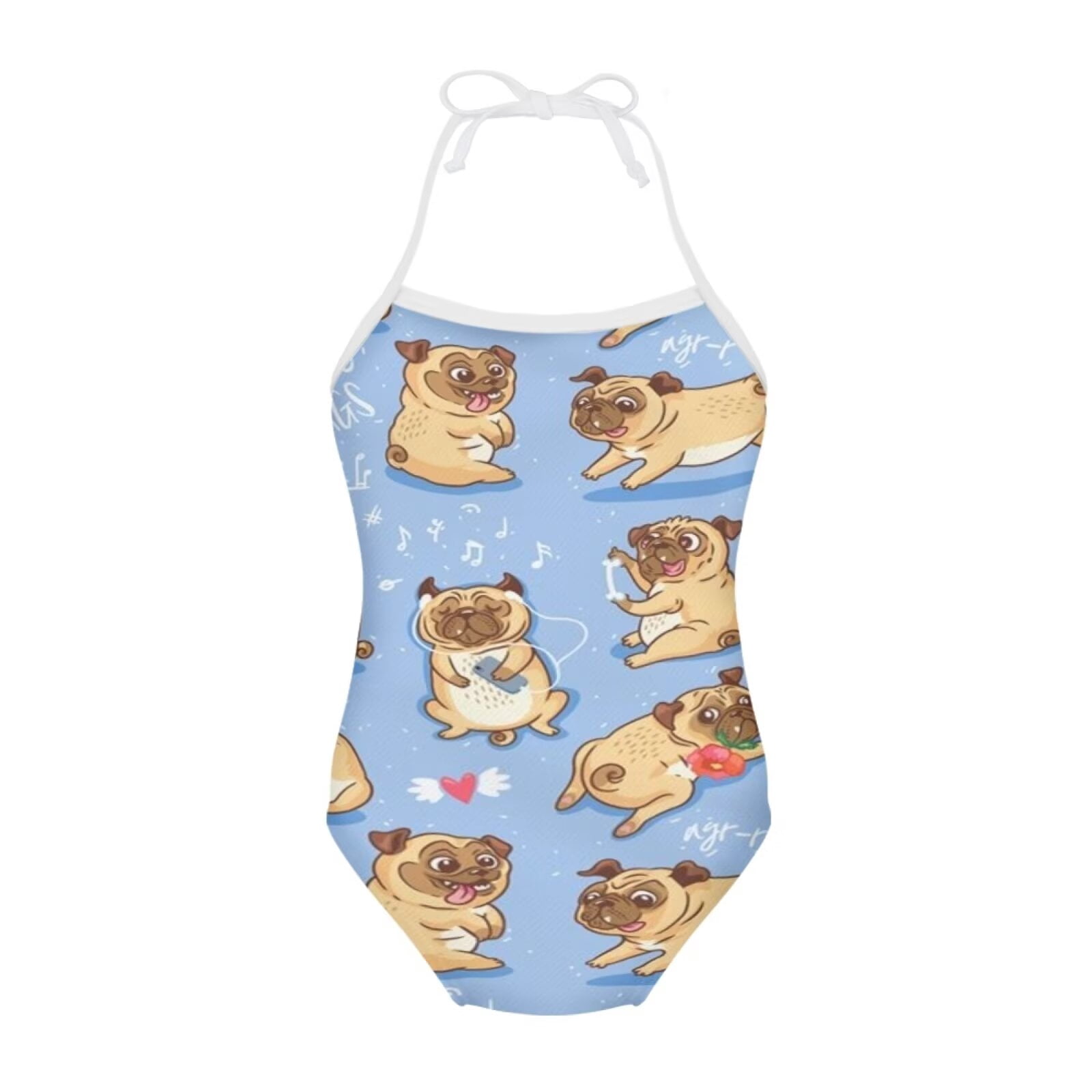 FOR U DESIGNS 9-10T Girls Bathing Suit One Piece, Cute Blue Gymnastics ...
