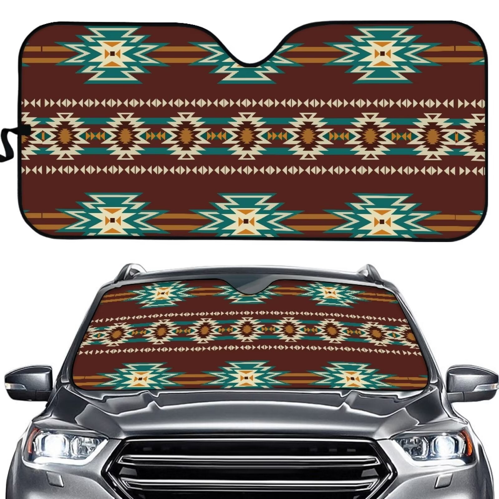 FOR U DESIGNS Aztec African Tribal Car Sun Shade for Window Foldable ...