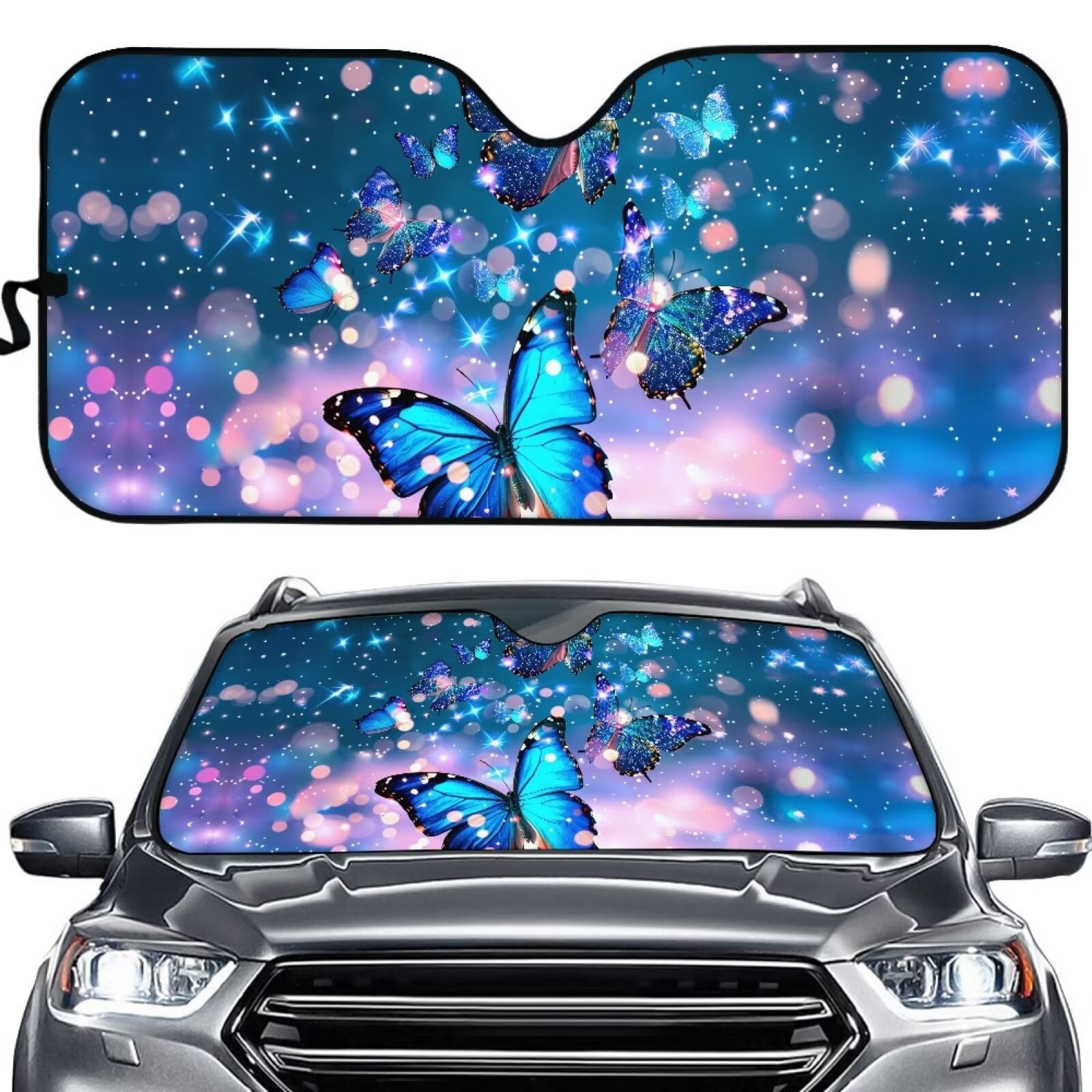 FOR U DESIGNS Bling Butterfly Windshield Car Sun Shade Universal Car ...