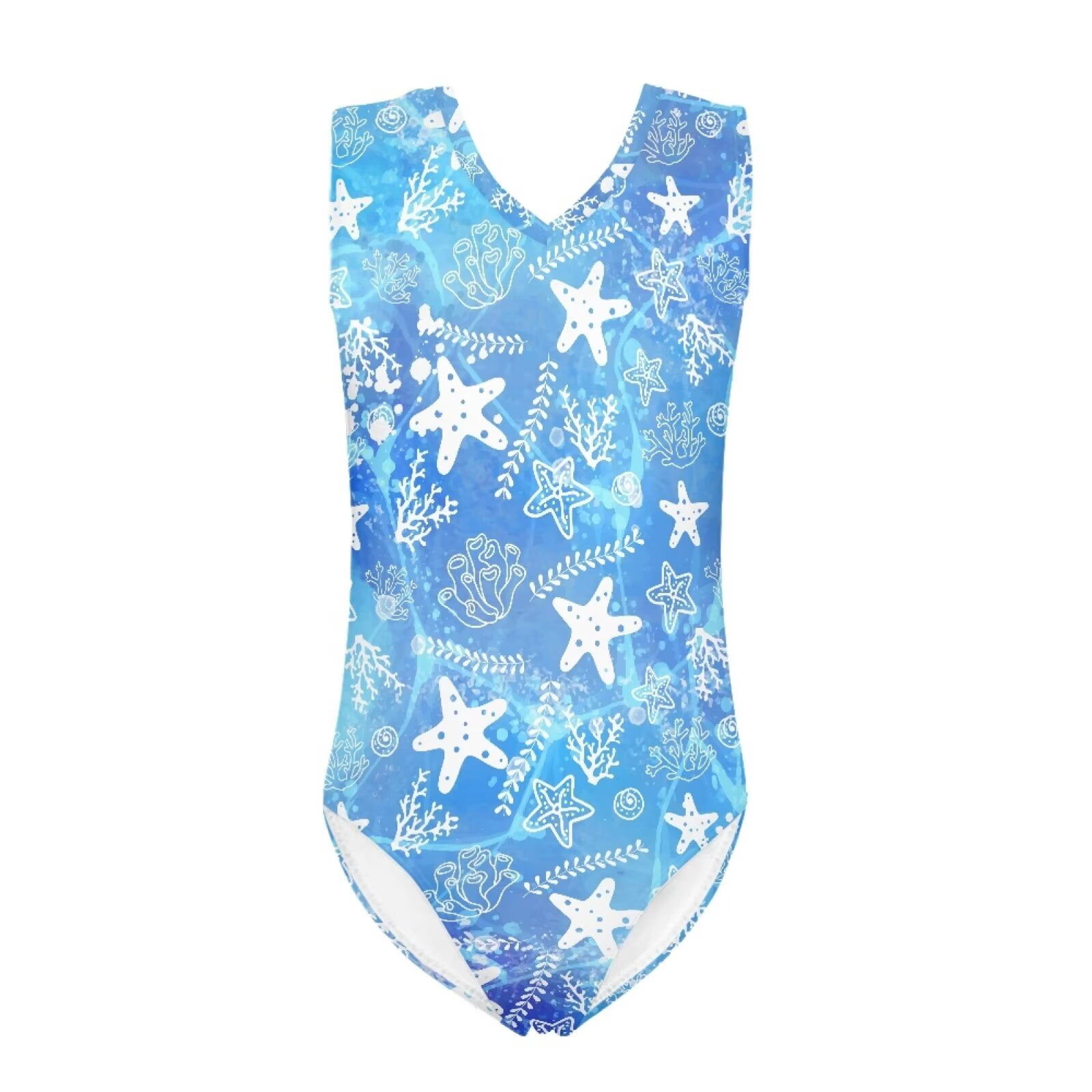 FOR U DESIGNS Blue Ocean Theme Girls Swimming One-Piece Swimsuit Size ...
