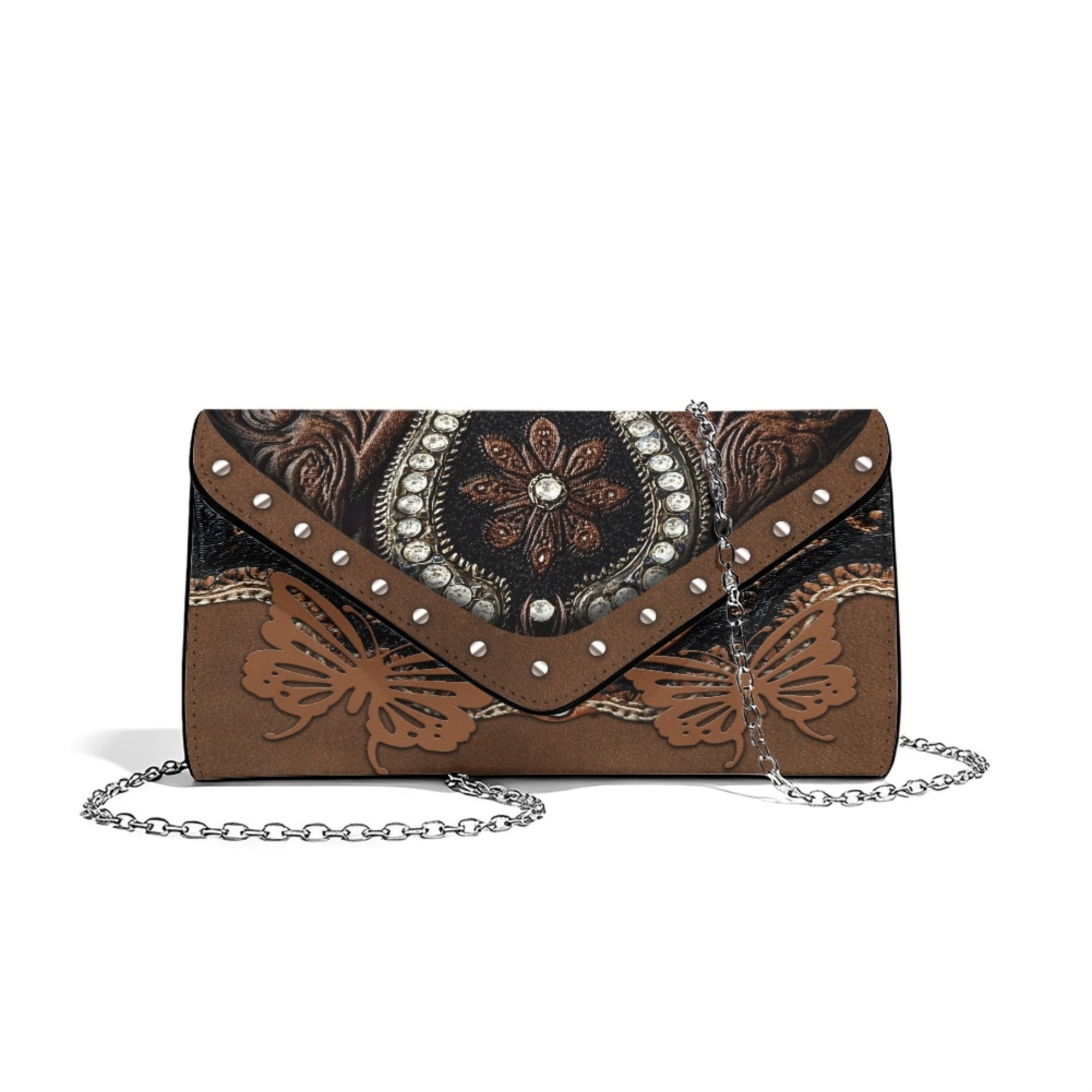 FOR U DESIGNS Butterfly Diasy Brown Clutch Purses for Women ...