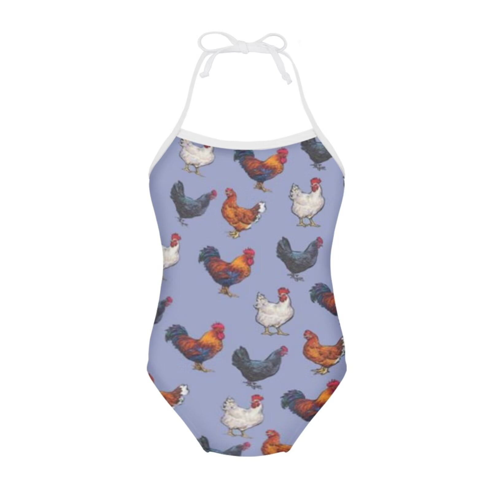 FOR U DESIGNS Chicken Girls Halter Swimsuit One Piece Size 9-10T Cute ...