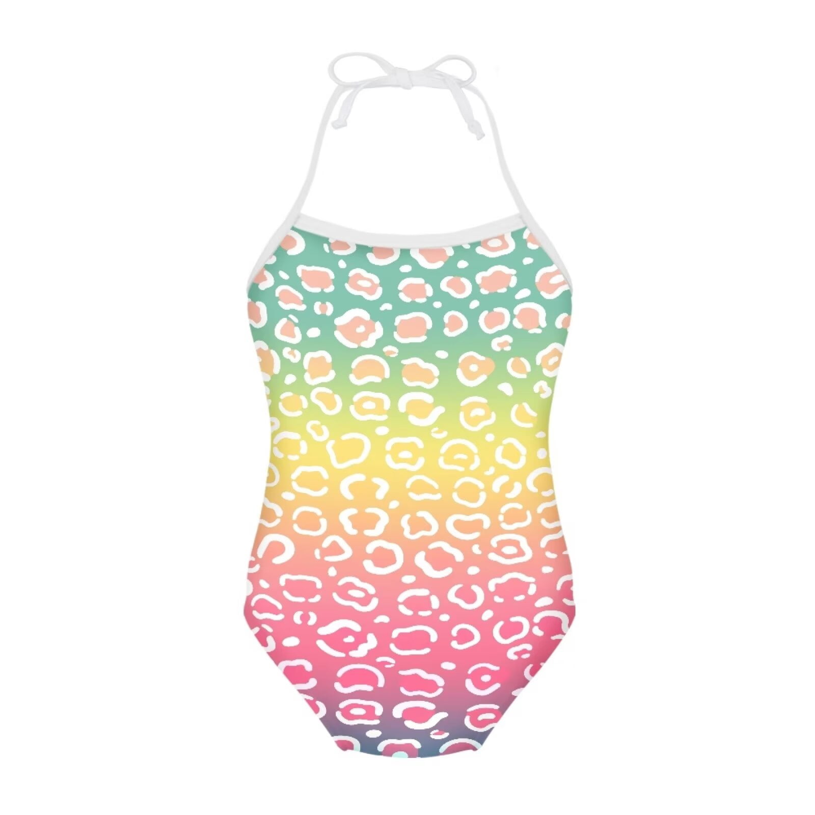 FOR U DESIGNS Colorful Leopard Print Girls Swimwear Size 3-4T Novelty ...