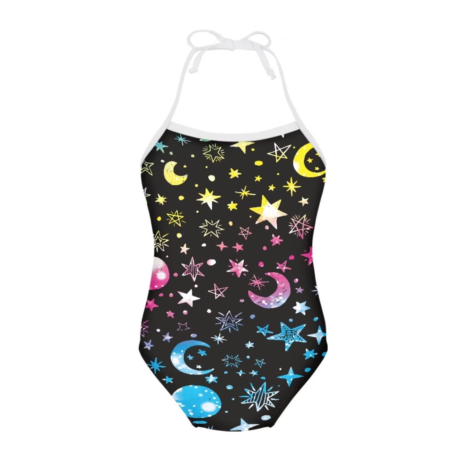 FOR U DESIGNS Colorful Moon Star Girls One-Piece Swimsuit for Swimming ...