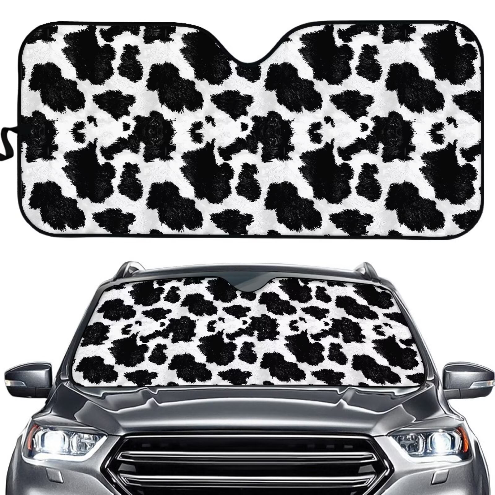 FOR U DESIGNS Cow Print Windshield Sun Shade for SUV Truck Van Interior ...