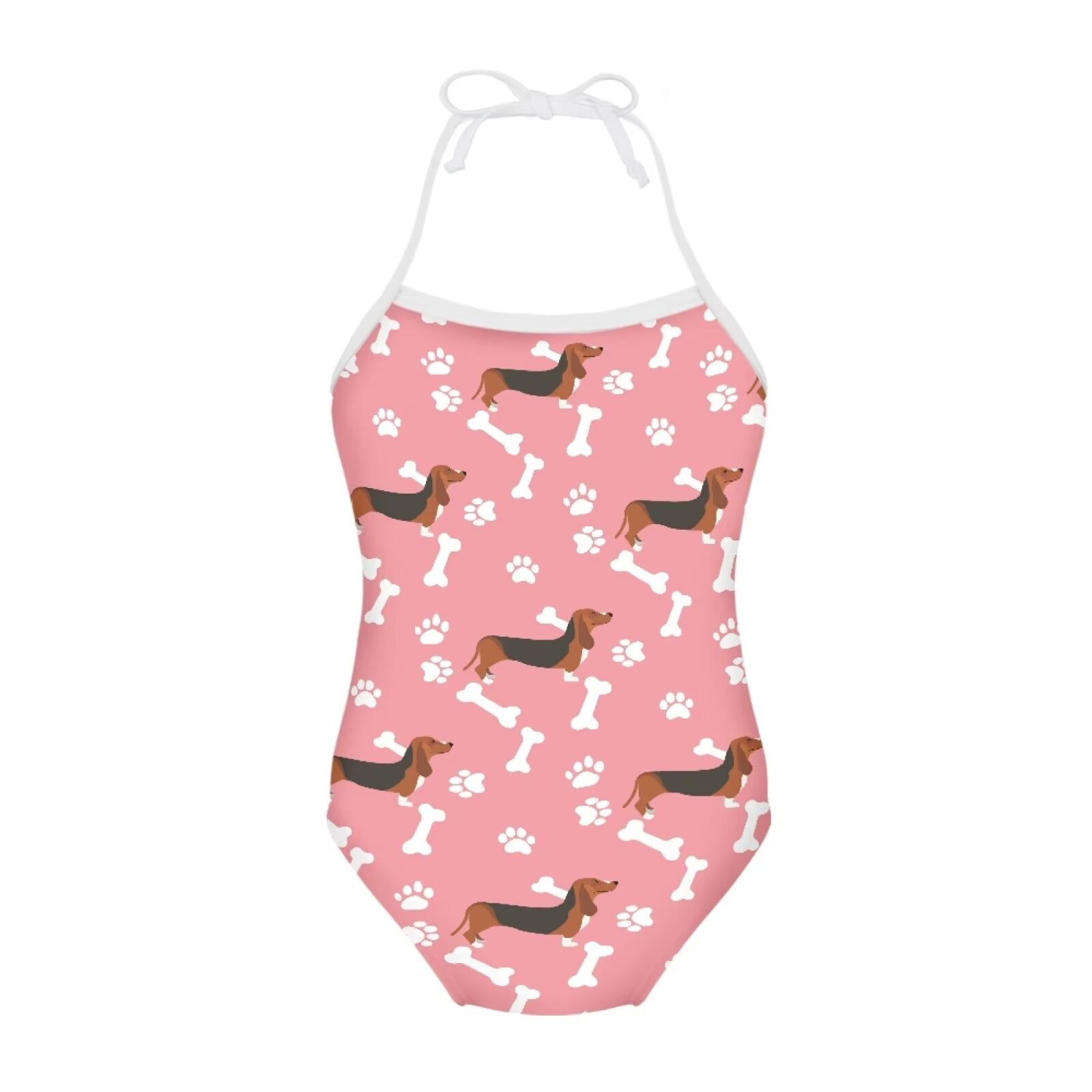 FOR U DESIGNS Dachshund Dog Paw Sleeveless Swimwear for Girls Adorable ...